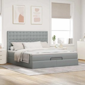 Osmanský rám postele s matrací světle šedá 160x200cm textil 3314183