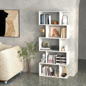 Costway Knihovna 5 vrstev Anti-Tilt Samostatně stojící přepážka – bílý
