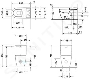 DURAVIT - ME by Starck WC kombi mísa, zadní odpad, s WonderGliss, alpská bílá (21720900001)