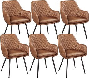 Sada 6 ks – Jídelní židle Yaheetech – rustikální hnědá, 61 cm (délka) × 55 cm (šířka) × 85 cm (výška) (257273095817)
