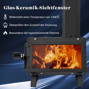 Costway Venkovní raketová kamna 2 varné plochy s průhledem a popelníkem, černý