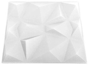3D nástěnné panely 48 ks 50 x 50 cm diamant bílé 12 m²,  150912