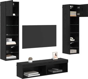 Nástěnná skříňka na TV 6 ks Černý dub Kompozitní dřevo 3402934