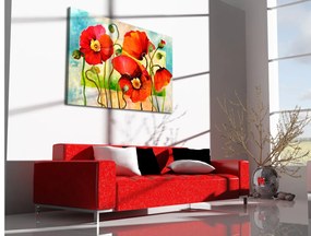 Obraz Šťastné kvetoucí červené maky (1 díl) - barevný motiv květů