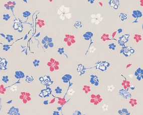 Vliesová tapeta květy, šedá, modrá, růžová 389073 / Tapety na zeď 38907-3 House of Turnowsky (0,53 x 10,05 m) A.S.Création