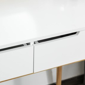 HOMCOM Severský design toaletní stolek s zrcadlem, 2 šuplíky a stoličkou, Bílá borovice