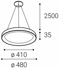 LED2 3271853D Bella Slim 48 P-Z, černé kruhové závěsné svítidlo, 38W LED 3000K/4000K stmívatelné DALI, prům. 48cm
