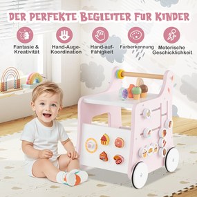 Costway Dřevěné chodítko s úložným prostorem chodítko na kolečkách dezertní
