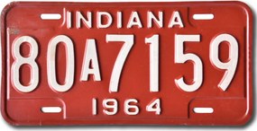 Americká SPZ Indiana 1964 Red 80A7159