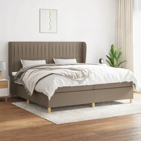 Box Spring Postel S Matrací Textil Taupe Svislé pruhy 200 x 200 cm