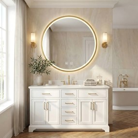 Nástěnné zrcadlo s LED osvětlením MMJ 50 cm růžově zlaté