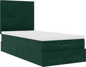 Osmanský rám postele s matracemi tmavě zelené 100x200cm samet 3313382