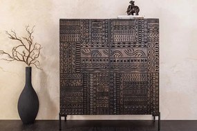 Designová vysoká skříňka z masivu Artemis 3D vzory mango 100cm