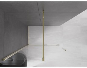Mexen Velar, posuvné dveře do otvoru typ Walk-In 150 cm, 8mm čiré sklo, zlatá lesklá, 871-150-000-03-50
