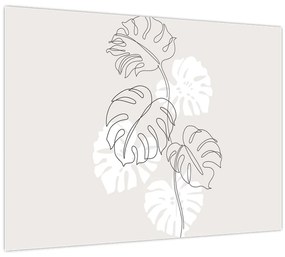 Skleněný obraz - Line art monstera N⁰3 (70x50 cm)