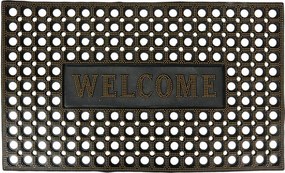 Černo-zlatá pryžová rohožka Welcome - 75*45*1 cm