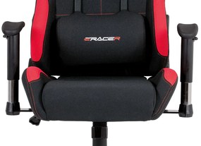 Kancelářská židle, houpací mech., černá + červená látka, plastový kříž - KA-F02 RED