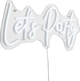 Neonová nástěnná lampa bílá vč. LED - Let's Party