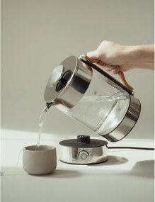 Skleněná rychlovarná konvice ve stříbrné barvě 1,2 l Emma – Stelton