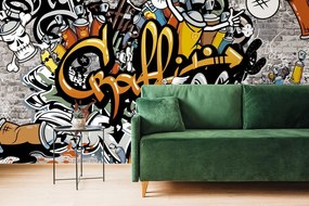 Tapeta graffiti na cihlové zdi - 375x250
