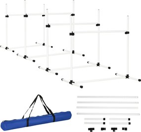 PawHut Agility Set pro psy - 4dílné vybavení pro trénink agility s nastavitelné překážky a taškou na přenášení | Aosom