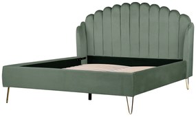 Sametová postel 160 x 200 cm zelená AMBILLOU Beliani
