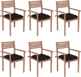 vidaXL Stohovatelné zahradní židle s poduškami 6 ks masivní teak [3072587] Barva: krémová