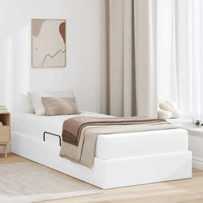 Postel s úložným prostorem a matrací s úložištěm 2 ks Bílá Kůže 3399593