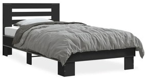 Rám postele černý 75 x 190 cm kompozitní dřevo a kov