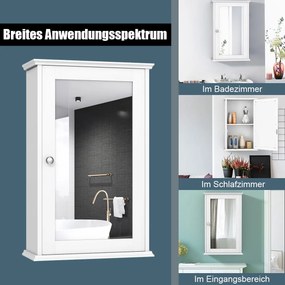 Costway Mirror Koupelnová skříňka Nástěnná Úložná s jedním – 34 × 15 × 53 cm