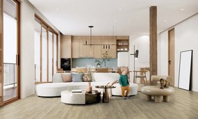 PVC podlaha - lino Gerflor TEXLINE NATURE 2371 LODGE ALMOND - světlé dřevo ŠÍŘKA: 4 m