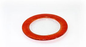 BDK-GLASS Kulaté talíře BAND - s červeným okrajem Průměr: 40cm