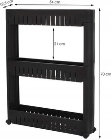 Skříňka na kolečkách 3 police SPRINGOS HA1013 černá