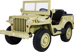 Dětský elektrický vojenský jeep willys 4x4 24V, 4x90W béžový
