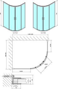 Polysan Polysan, EASY BLACK čtvrtkruhová sprchová zástěna 1200x900mm, L/R, čiré sklo, EL2715B