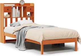Postel s knihovnou bez matrace hnědá 75x190 cm masivní borovice 3321636