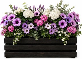 AMADEA Dřevěný obal s květináči - tmavý, 47x17x15cm Český výrobek