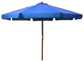 Zahradní slunečník s dřevěnou tyčí 330 cm azurově modrý