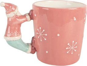 Růžový keramický hrnek Santa Claus - 15*10*11 cm / 400 ml
