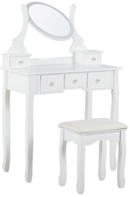 Toaletní stolek s kulatým zrcadlem a stoličkou bílá GALAXIE Beliani