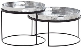 Bruxxi Odkládací stolek Baren (SET2 ks), 60 cm, stříbrná