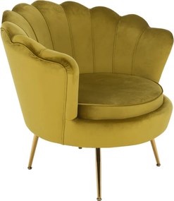 Křeslo ve stylu Art-deco, hořčicová Velvet látka/gold chrom-zlatý, NOBLIN