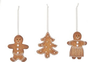 Set 3 ks závěsná dekorace perníček Ginger - 7*1*9 cm