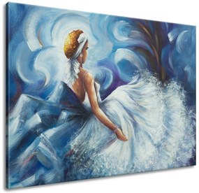 Gario Ručně malovaný obraz Modrá dáma během tance Rozměry: 70 x 100 cm