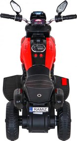 Ramiz Motorka Fast Tourist na baterie pro děti červená + audio + světla + ekokůže