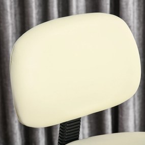 HOMCOM Otočná barová židle Pracovní stolička s výškově nastavitelným opěradlem a PU potahem Béžová 56x57x104-127cm do kuchyně a baru | Aosom.de