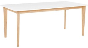 Jídelní stůl rozkládací 140/180 x 90 cm bílý se světlým dřevem SOLA Beliani