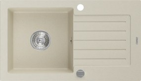 Mexen Pablo granitový dřez s odkapávačem, 1-komorový, 752 x 436 mm, béžový, chromový sifon - 6510751010-69