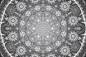 Obraz okrasná Mandala s krajkou v černobílém provedení Varianta: 120x80