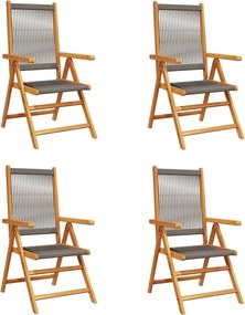 Skládací polohovací křesla 4 ks, šedá, masivní akácie 3214532